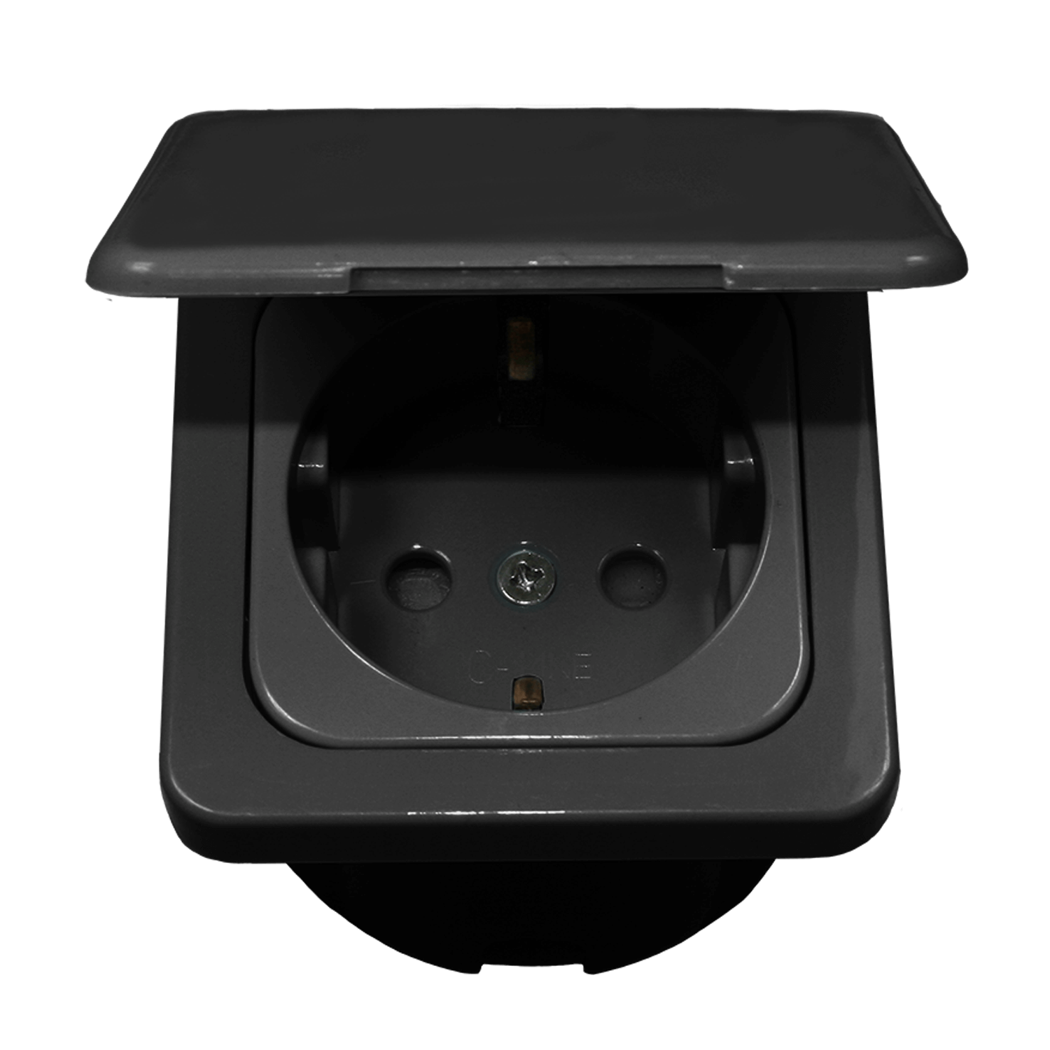 Opal Schuko socket with frame with hinged lid anthracite