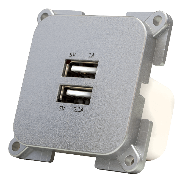 C-line USB square 3.1A silver