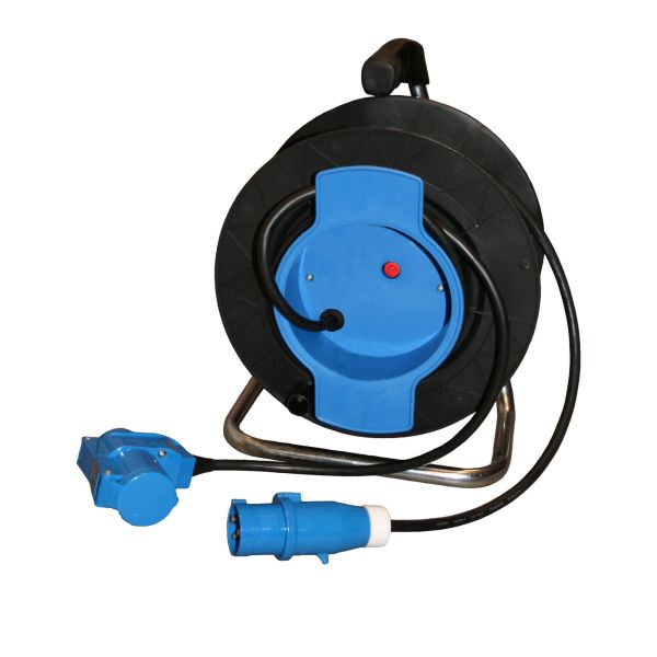 20 meter cable reel neoprene 3x1.5mm² - CEE plug and right angled coupler