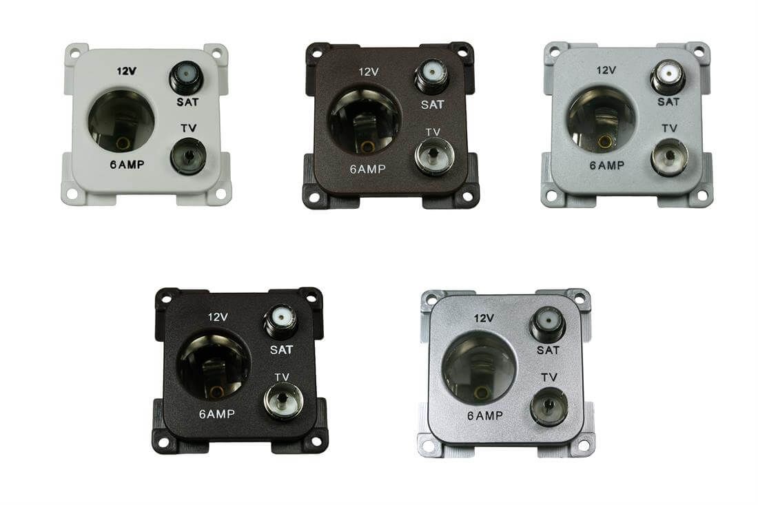 C-Line socket 12V with antenna and satellite connector grey