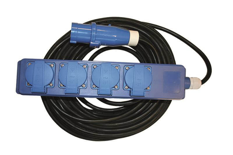 Quatro Unit CEE 4 way Schuko socket box camping with 20 meter extension ...
