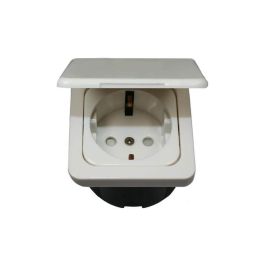 C-Line Schuko socket with Opal frame with hinged lid white