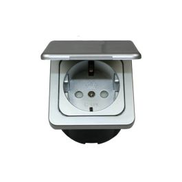 C-Line Schuko socket with Opal frame with hinged lid silver
